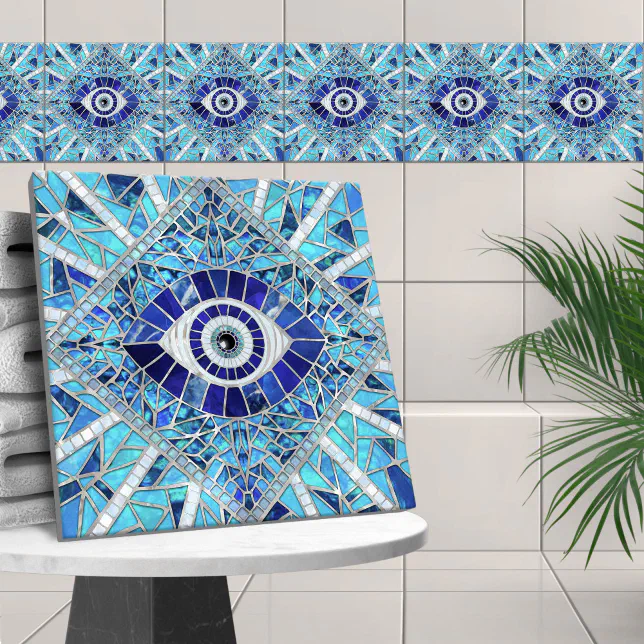 Evil Eye Amulet Mosaic Art Ceramic Tile | Zazzle