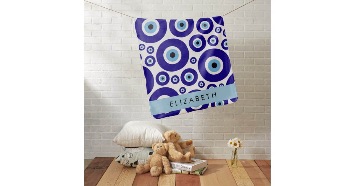 Evil Eye, Greek Eye, Turkish Eye, Mati, Your Name Baby Blanket | Zazzle