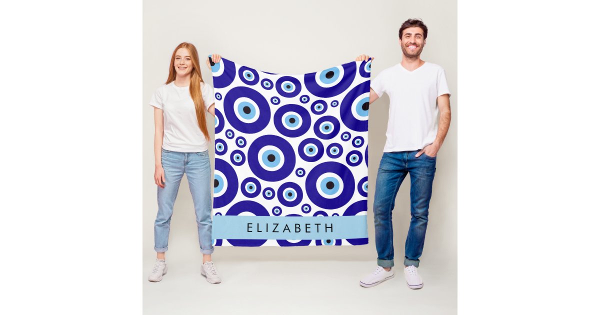 Evil Eye, Greek Eye, Turkish Eye, Mati, Your Name Fleece Blanket | Zazzle