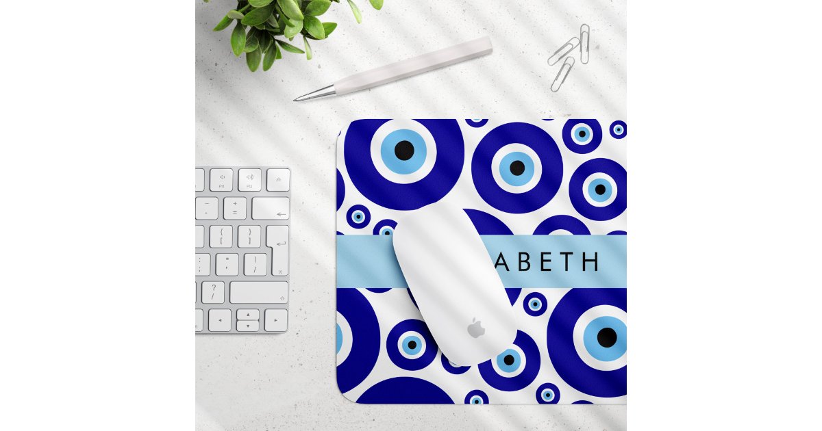 Evil Eye, Greek Eye, Turkish Eye, Mati, Your Name Mouse Pad | Zazzle