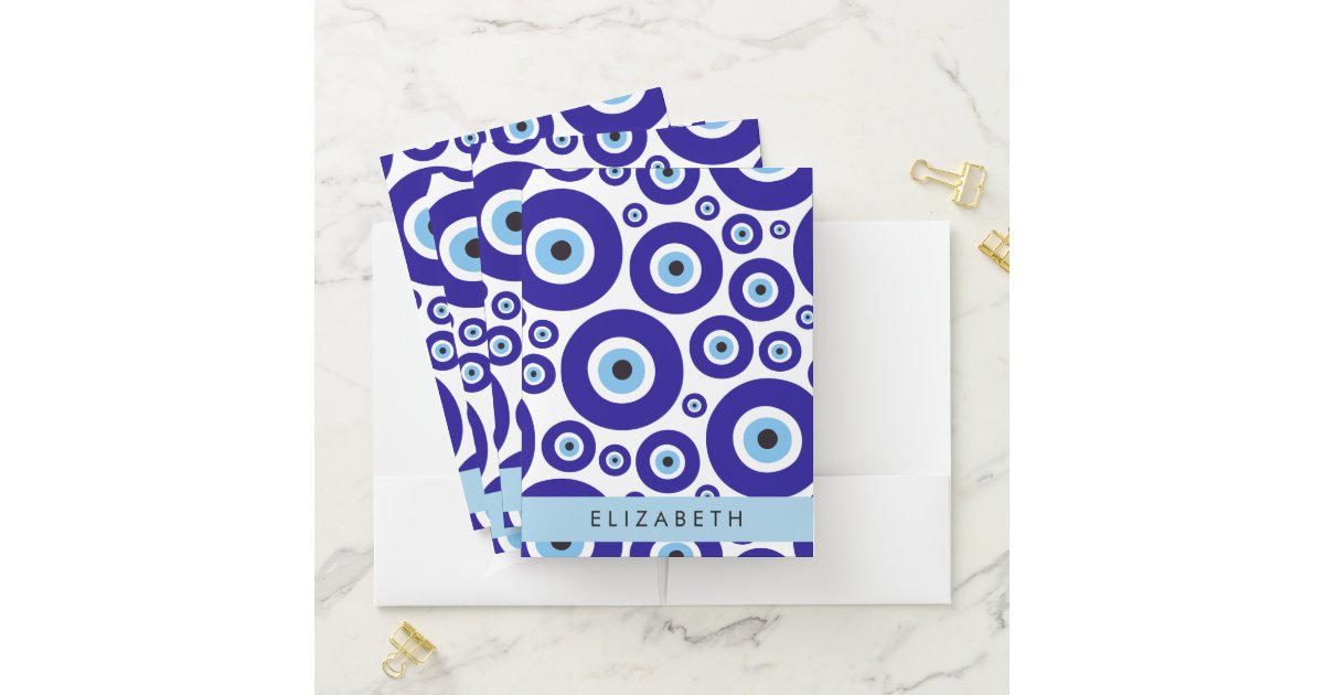 Evil Eye, Greek Eye, Turkish Eye, Mati, Your Name Pocket Folder | Zazzle