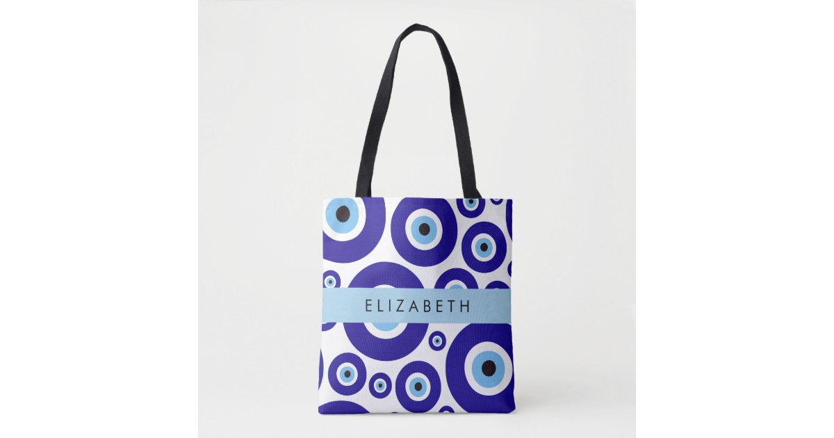 Evil Eye, Greek Eye, Turkish Eye, Mati, Your Name Tote Bag | Zazzle