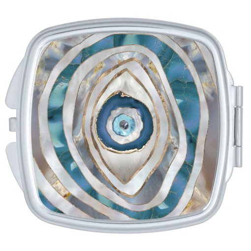 Evil Eye Mineral textures and gold Compact Mirror | Zazzle