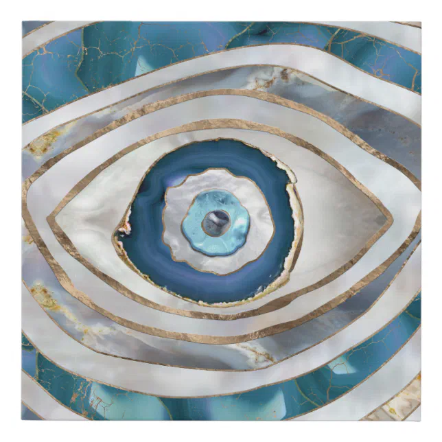 Evil Eye Mineral textures and gold Faux Canvas Print | Zazzle