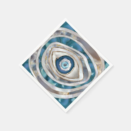 Evil Eye Mineral textures and gold Napkins | Zazzle