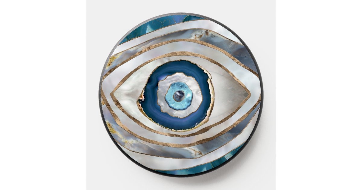 Evil Eye Mineral textures and gold PopSocket | Zazzle