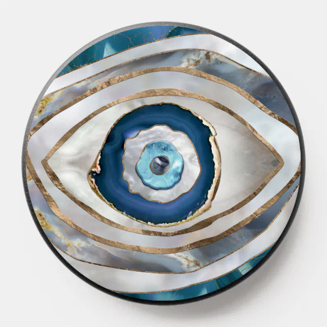 Evil Eye Mineral textures and gold PopSocket | Zazzle