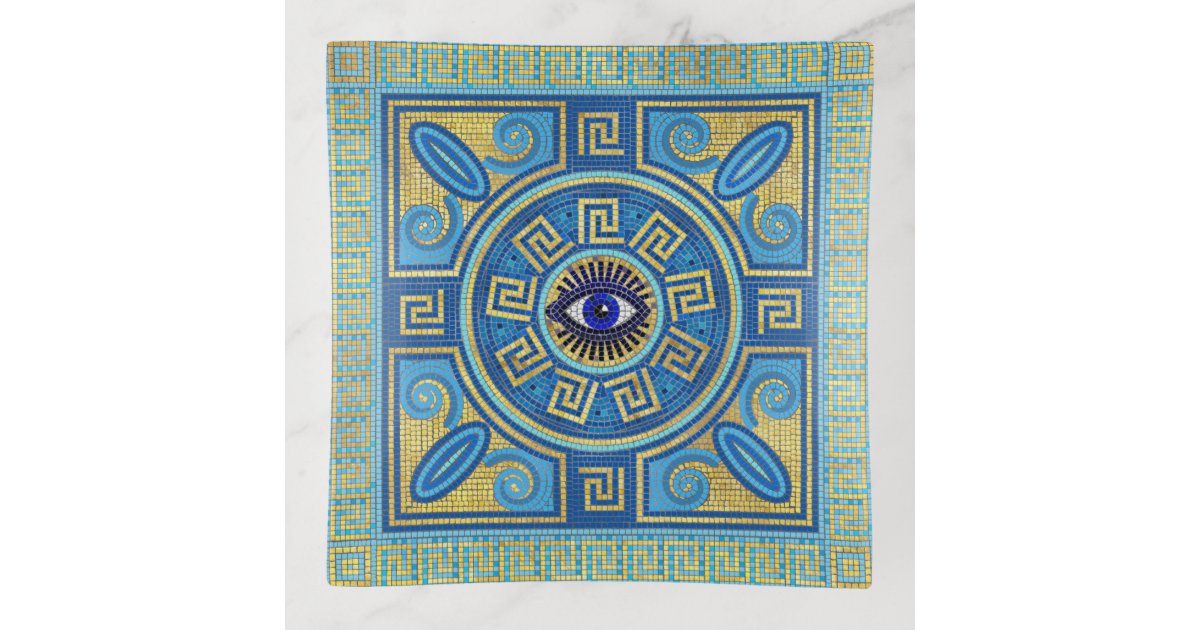 Evil Eye Mosaic Tile ornament Trinket Tray | Zazzle