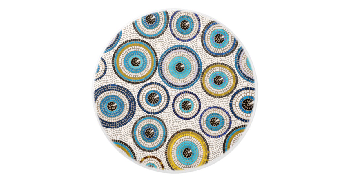 Evil Eye Mosaic Tile Pattern Ceramic Knob | Zazzle