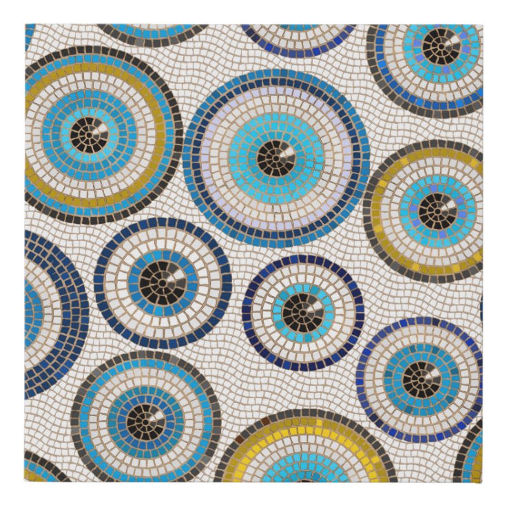 Evil Eye Mosaic Tile Pattern Faux Canvas Print | Zazzle