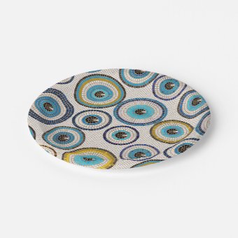 Evil Eye Mosaic Tile Pattern Paper Plates | Zazzle