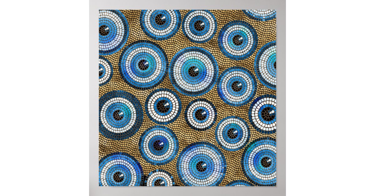 Evil Eye Mosaic Tile Pattern Poster | Zazzle