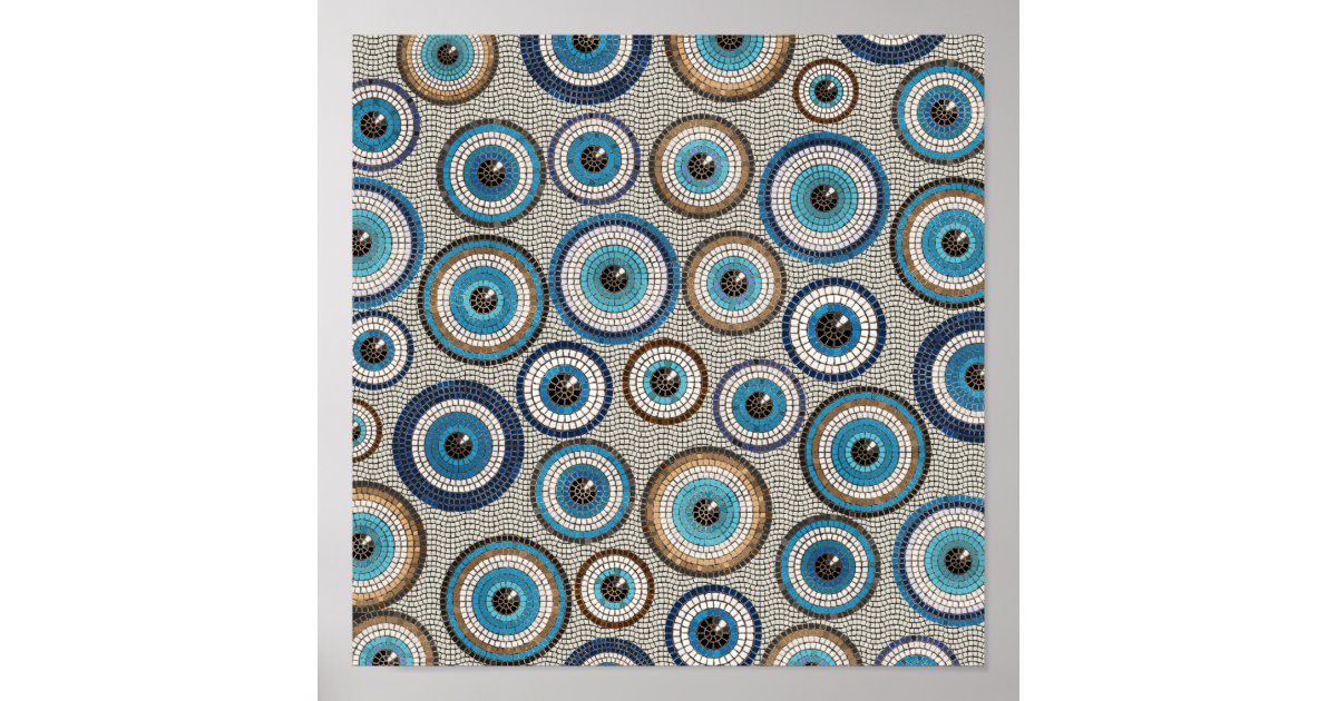 Evil Eye Mosaic Tile Pattern Poster | Zazzle