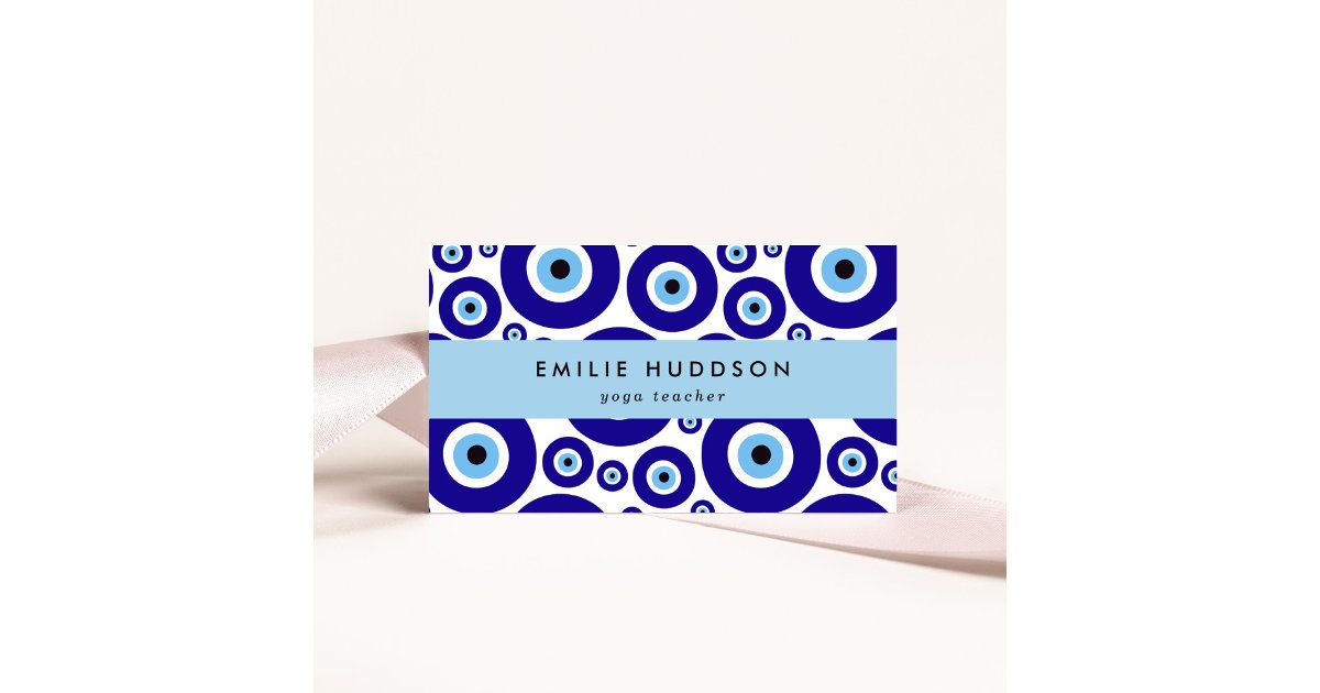 Evil Eye Pattern, Greek Eye, Nazar, Yoga Teacher Business Card | Zazzle