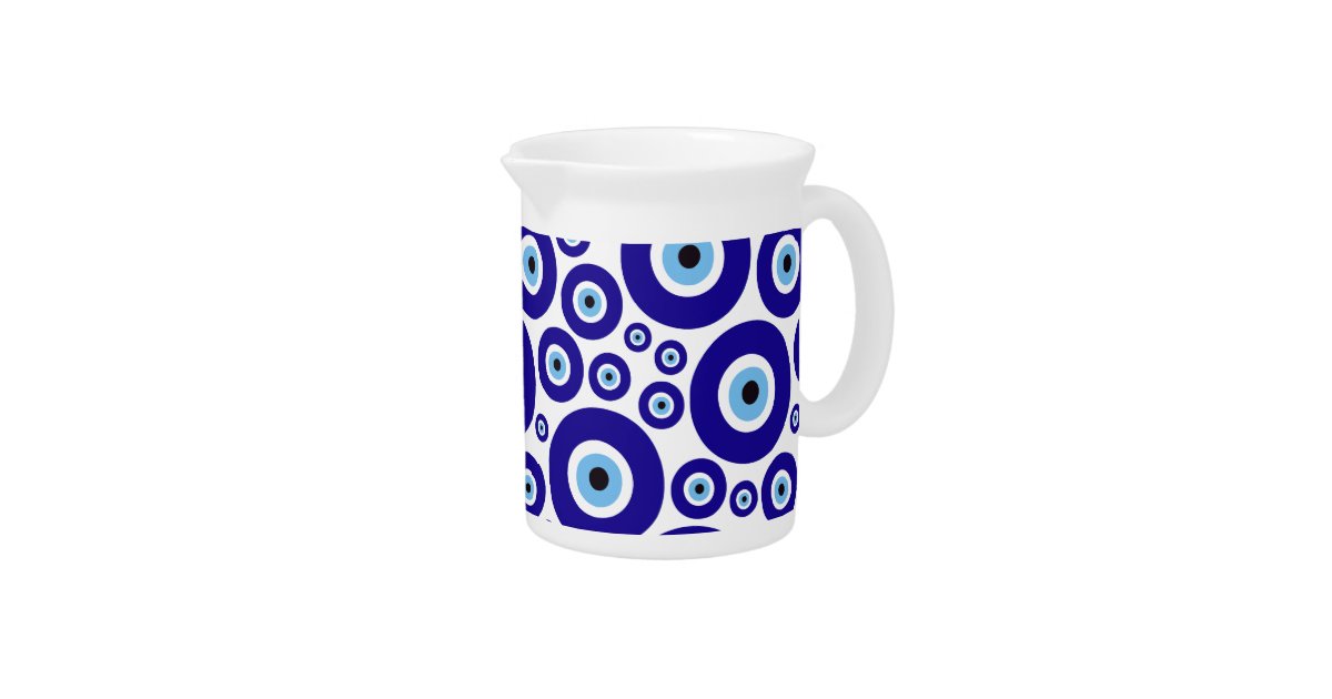 Evil Eye Pattern, Greek Eye, Turkish Eye, Nazar Beverage Pitcher | Zazzle