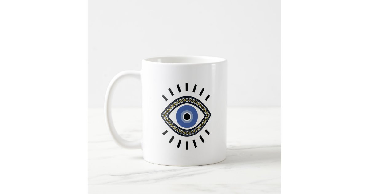 Evil eye protection symbol, blue eye coffee mug | Zazzle