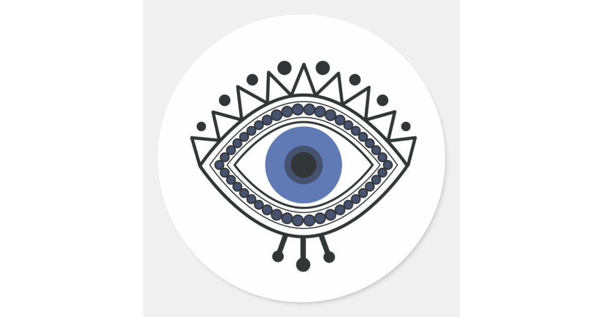 Evil eye talisman, blue eye symbol classic round sticker | Zazzle