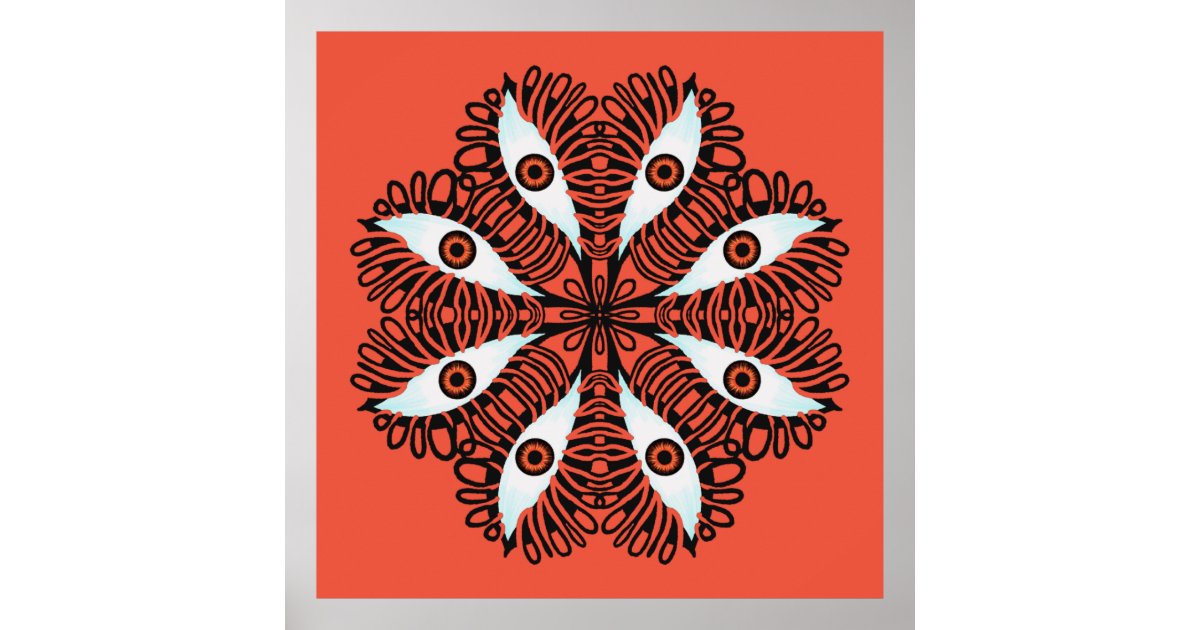 Evil eyes red weird trippy poster | Zazzle