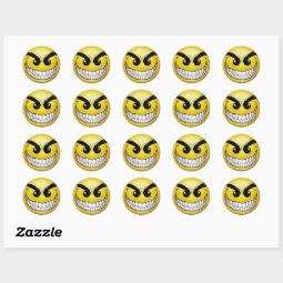 Evil Face Round Stickers | Zazzle