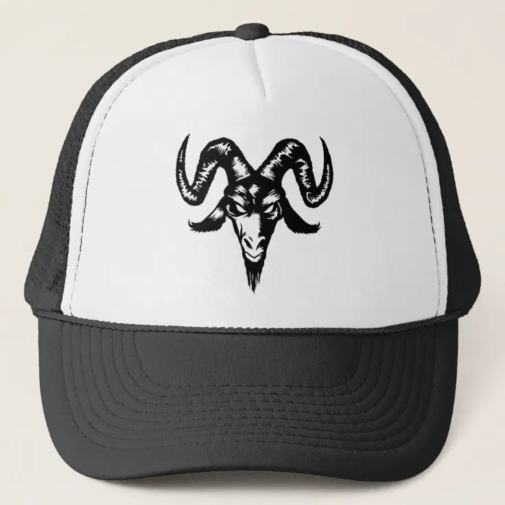 Evil Goat Head (black) Trucker Hat | Zazzle
