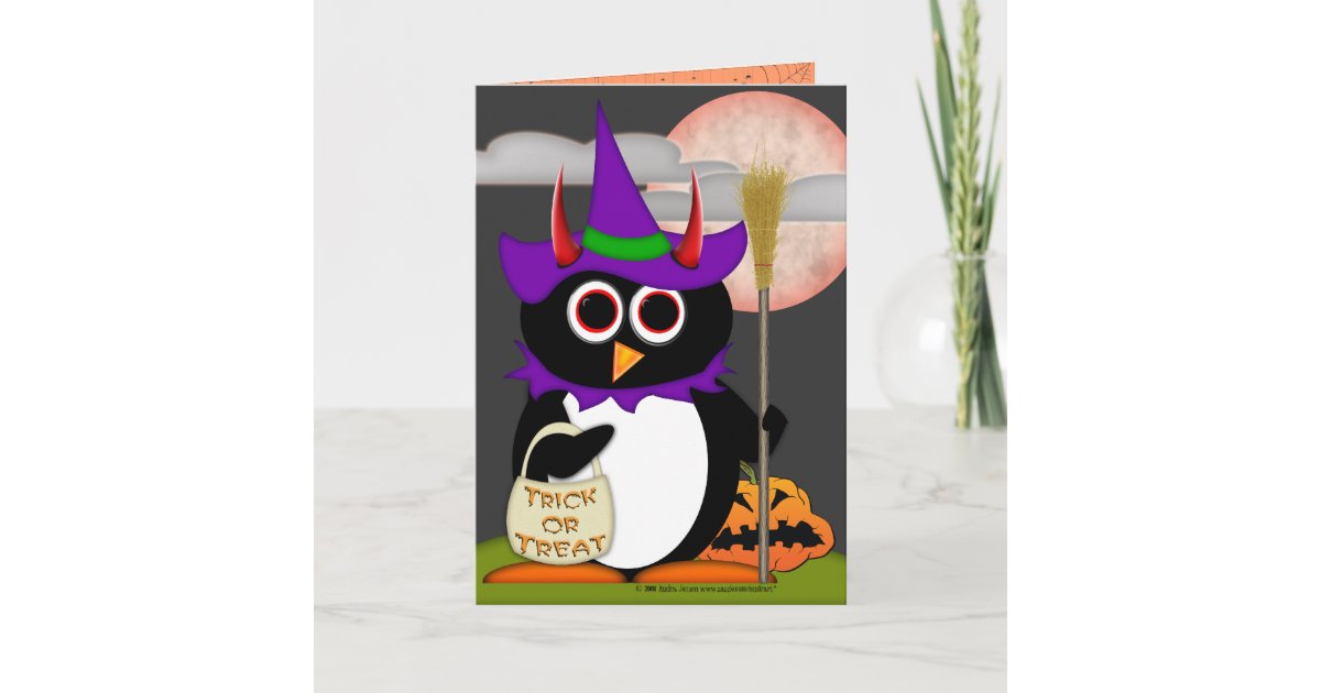 Evil Penguin Witch Card | Zazzle