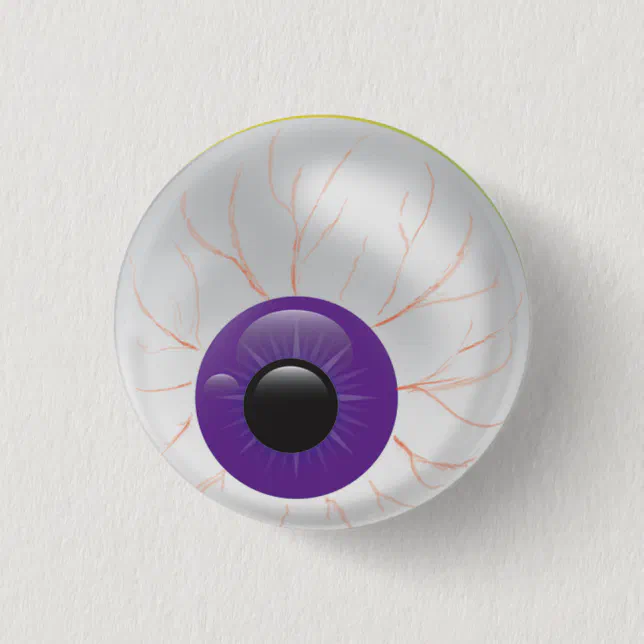 Evil Purple Zombie 3D Eye Halloween Eyeball Button | Zazzle