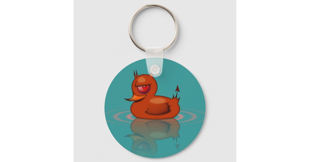 Evil Rubber Duck Keychain | Zazzle