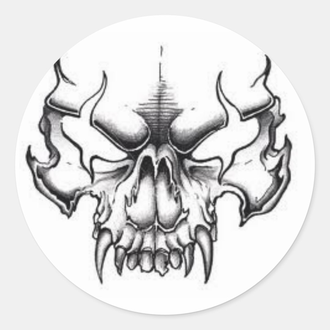EVIL SKULL CLASSIC ROUND STICKER | Zazzle