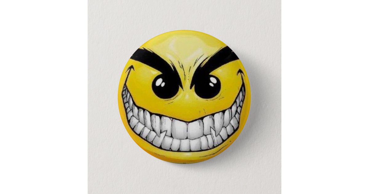 evil-smiley-face pinback button | Zazzle