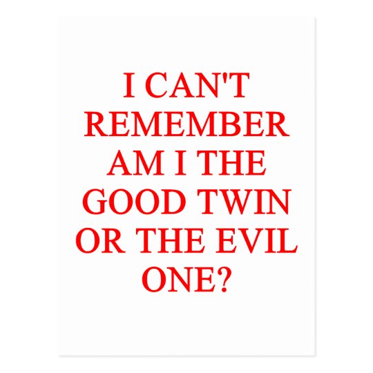 evil twin joke postcard | Zazzle.com