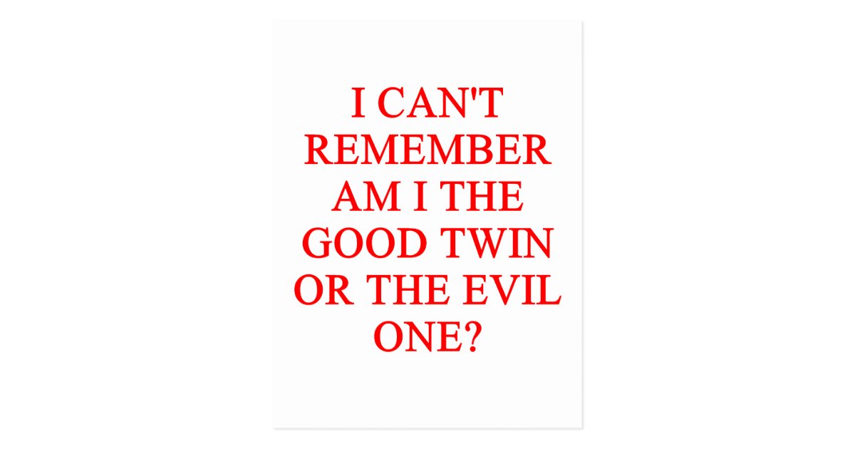 evil twin joke postcard | Zazzle.com