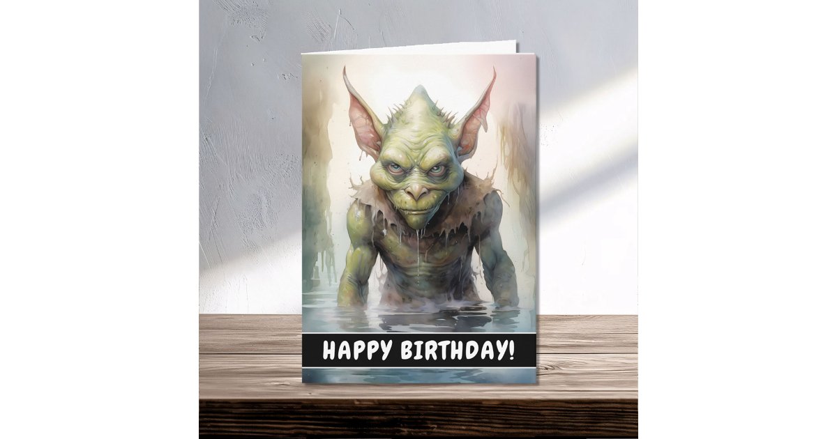 Evil Wicked Fantasy Goblin Happy Birthday Card | Zazzle