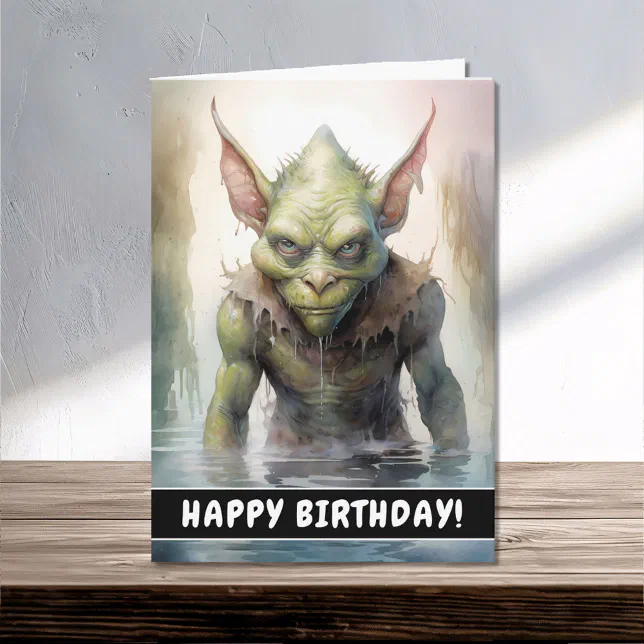 Evil Wicked Fantasy Goblin Happy Birthday Card | Zazzle