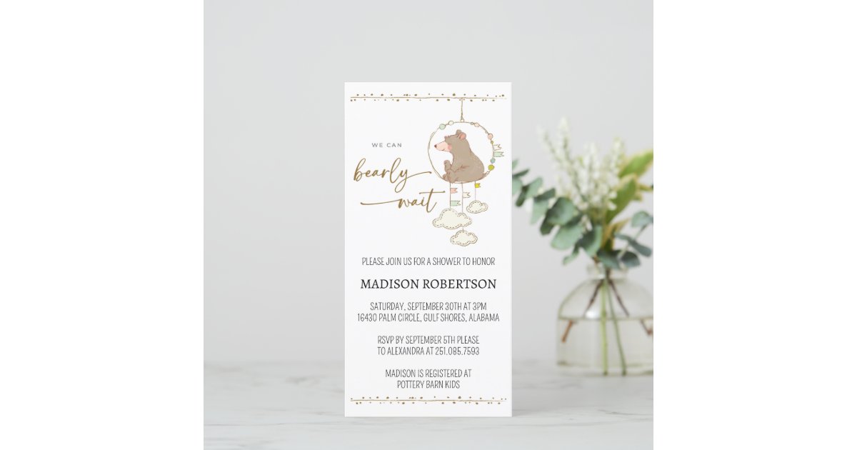 Evite We Can Bearly Wait Baby Shower Digi Invite | Zazzle