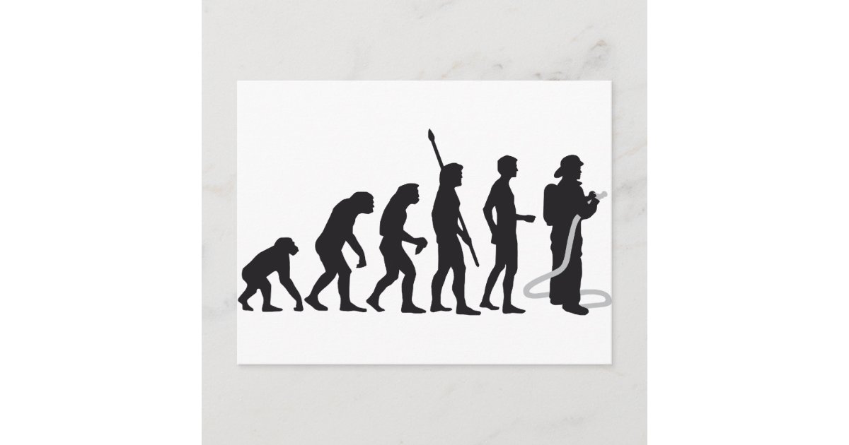 evolution firefighter postcard | Zazzle
