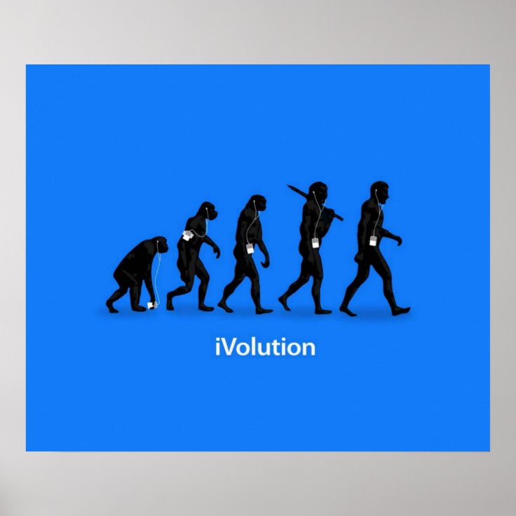 Evolution from Ape to Man with iPod Poster | Zazzle