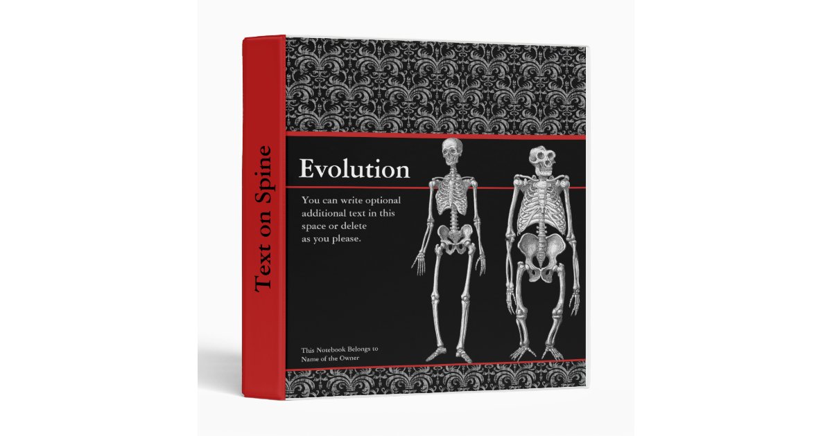 Evolution Notebook with Human and Ape Skeletons Binder | Zazzle