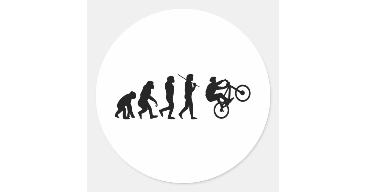 Evolution of the cyclist classic round sticker | Zazzle