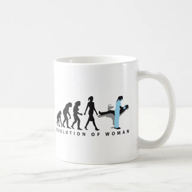 evolution of woman female dentist coffee mug | Zazzle