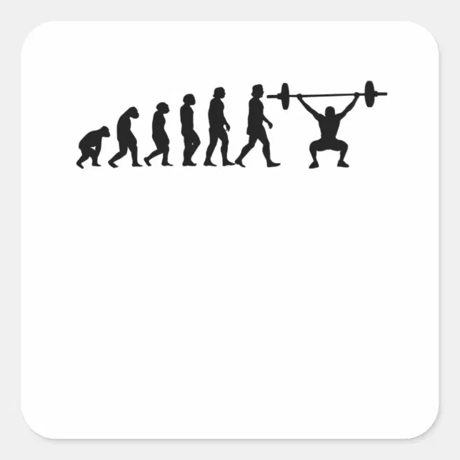Evolution Powerlifting Bodybuilding Gift Square Sticker | Zazzle