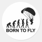 skydiving skydiver icon classic round sticker | Zazzle.com