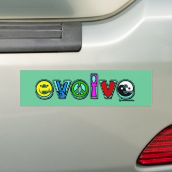EVOLVE with Six Symbols of Peace and Progress Bumper Sticker | Zazzle