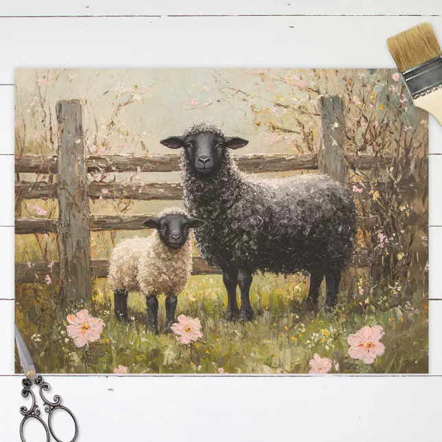 Ewe and Lamb Spring Sheep Art Decoupage Tissue Paper | Zazzle