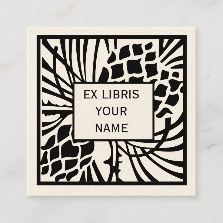 Ex Libris Bookplate Pine Square Business Card | Zazzle