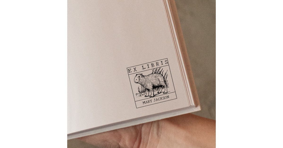 Ex Libris, Capybara Book Rubber Stamp | Zazzle