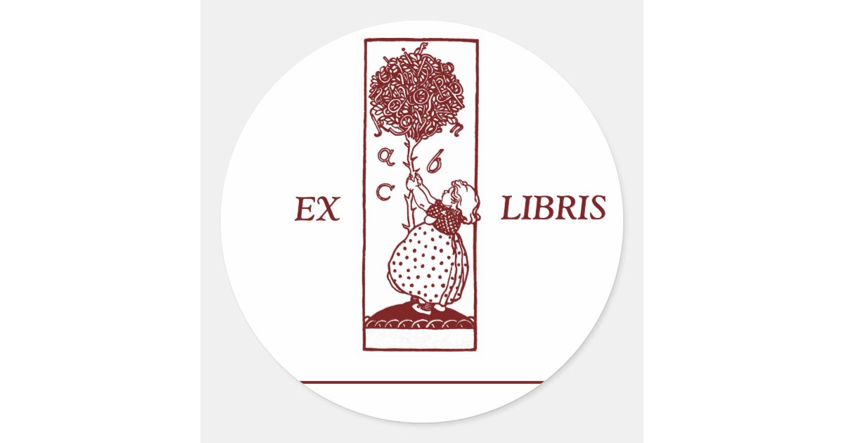 EX LIBRIS Child & Alphabet Tree Bookplate Sticker | Zazzle