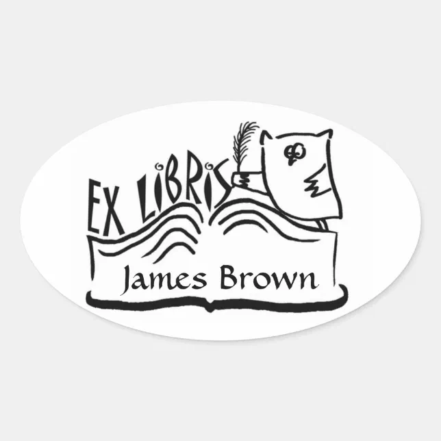 Ex Libris Owl with Book Stickers | Zazzle