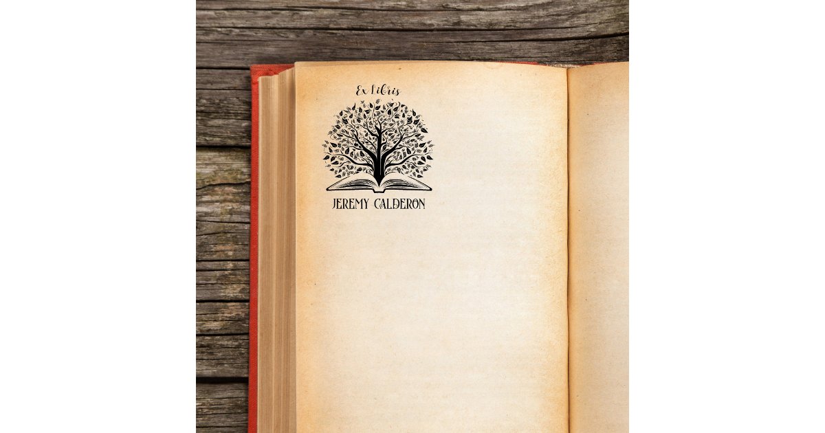 Ex Libris Tree This Book Belongs To Custom Name Rubber Stamp | Zazzle