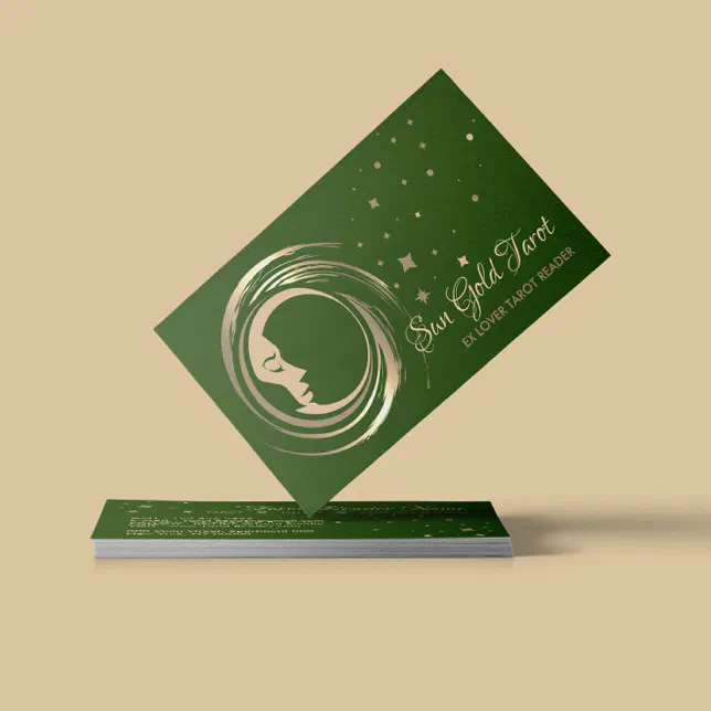 Ex Lover Tarot Reader Green celestial Business Card | Zazzle