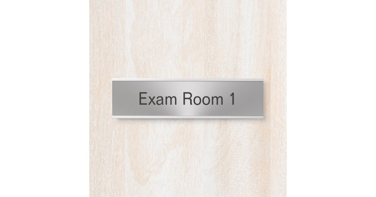 Exam Room Number Silver and Black Text Template Door Sign | Zazzle
